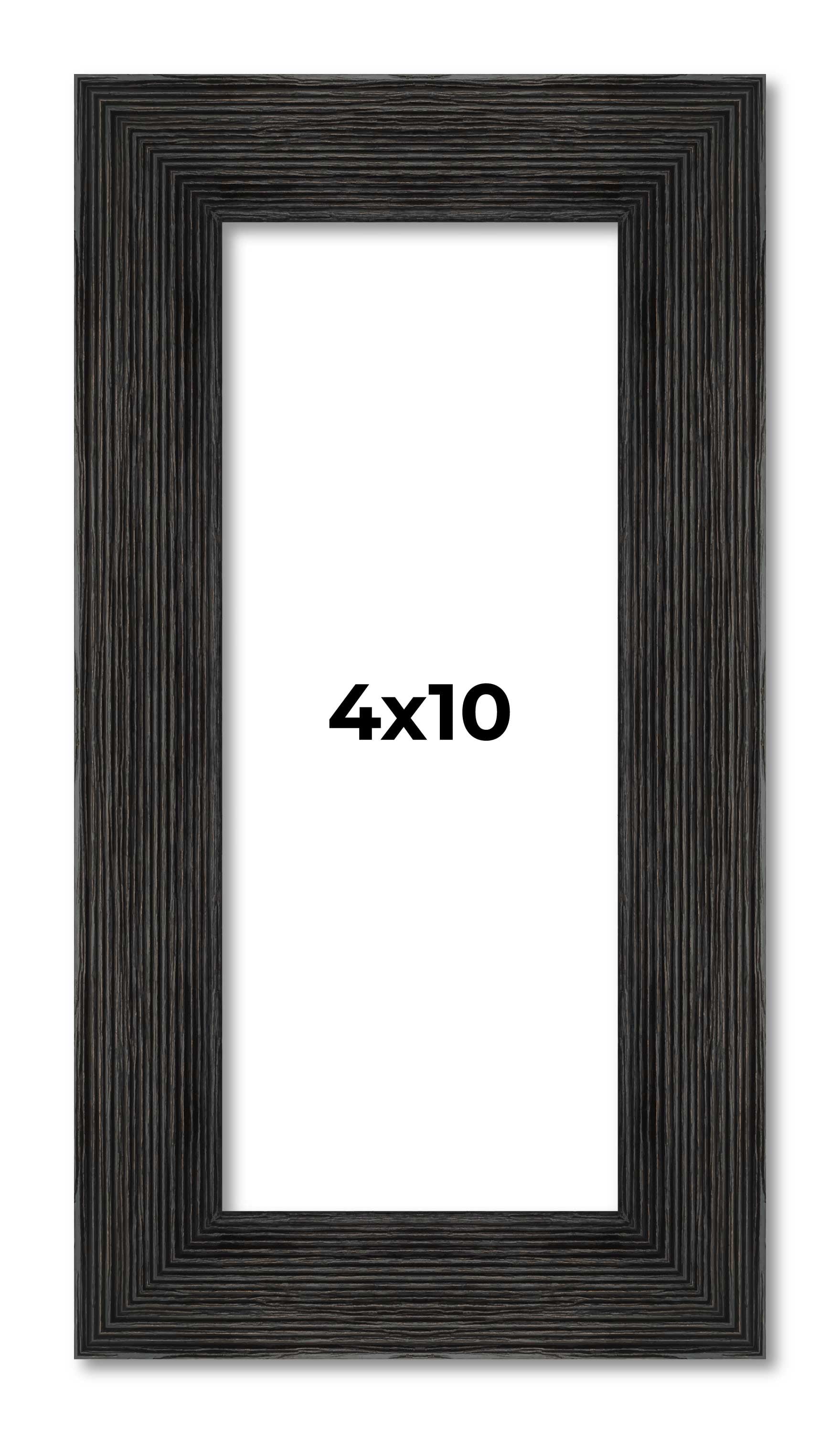 4x10 Black Rustic Wide Barnwood Picture Frame - UV Acrylic, Foam Board ...