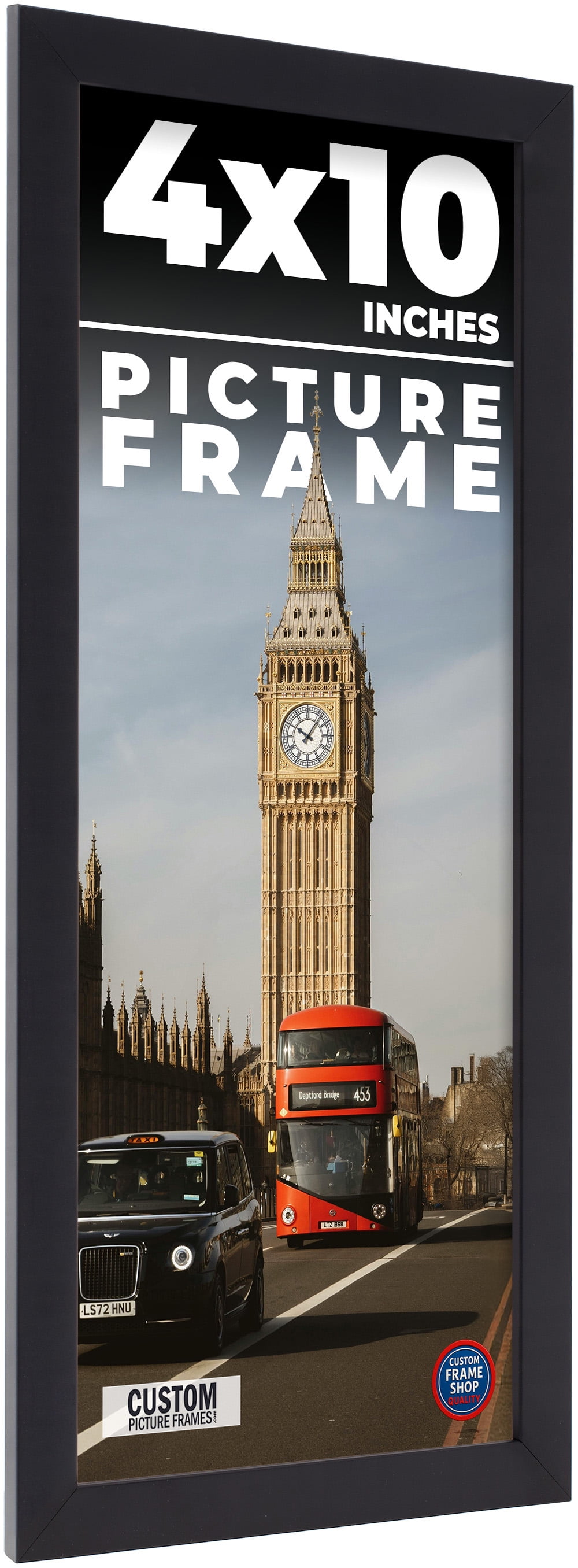 4x10 In Frame Black Real Wood Picture Frame Width 0.75 inches ...