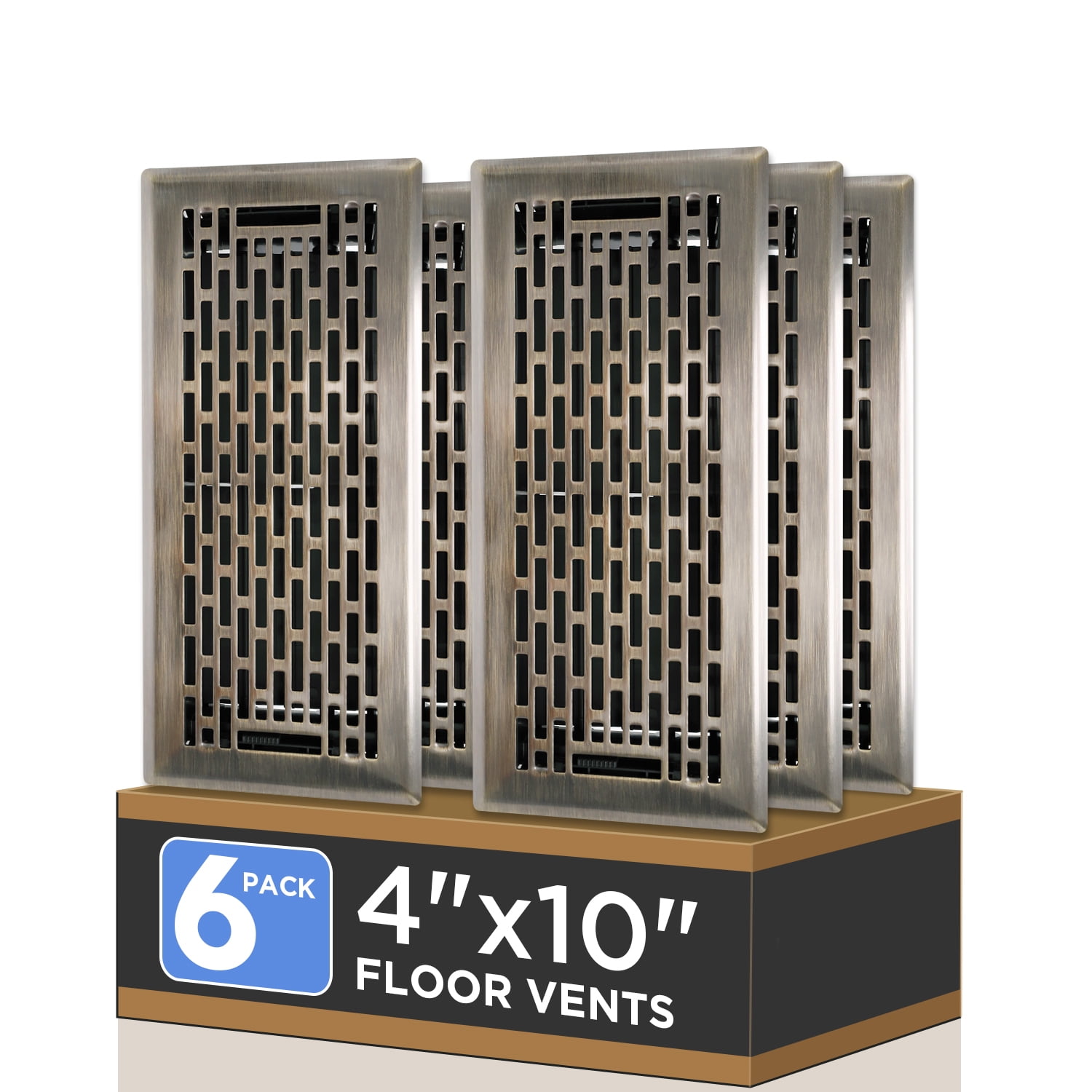 4x10 inches 6 Pack Heavy Duty Walkable Floor Register - Easy Adjust Air ...