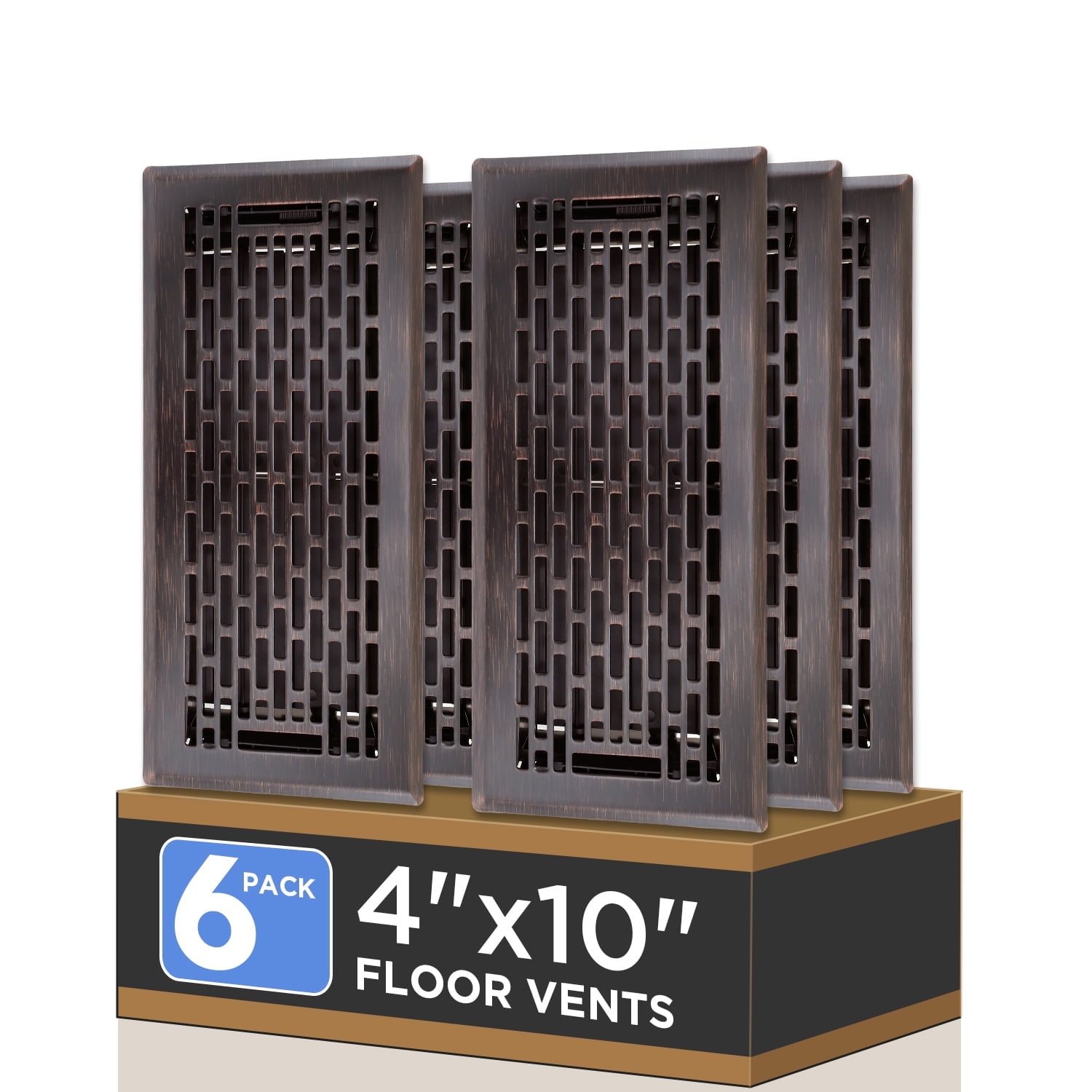 4x10 inch 6-Pack Heavy Duty Steel Walkable Floor Register - Easy Adjust ...