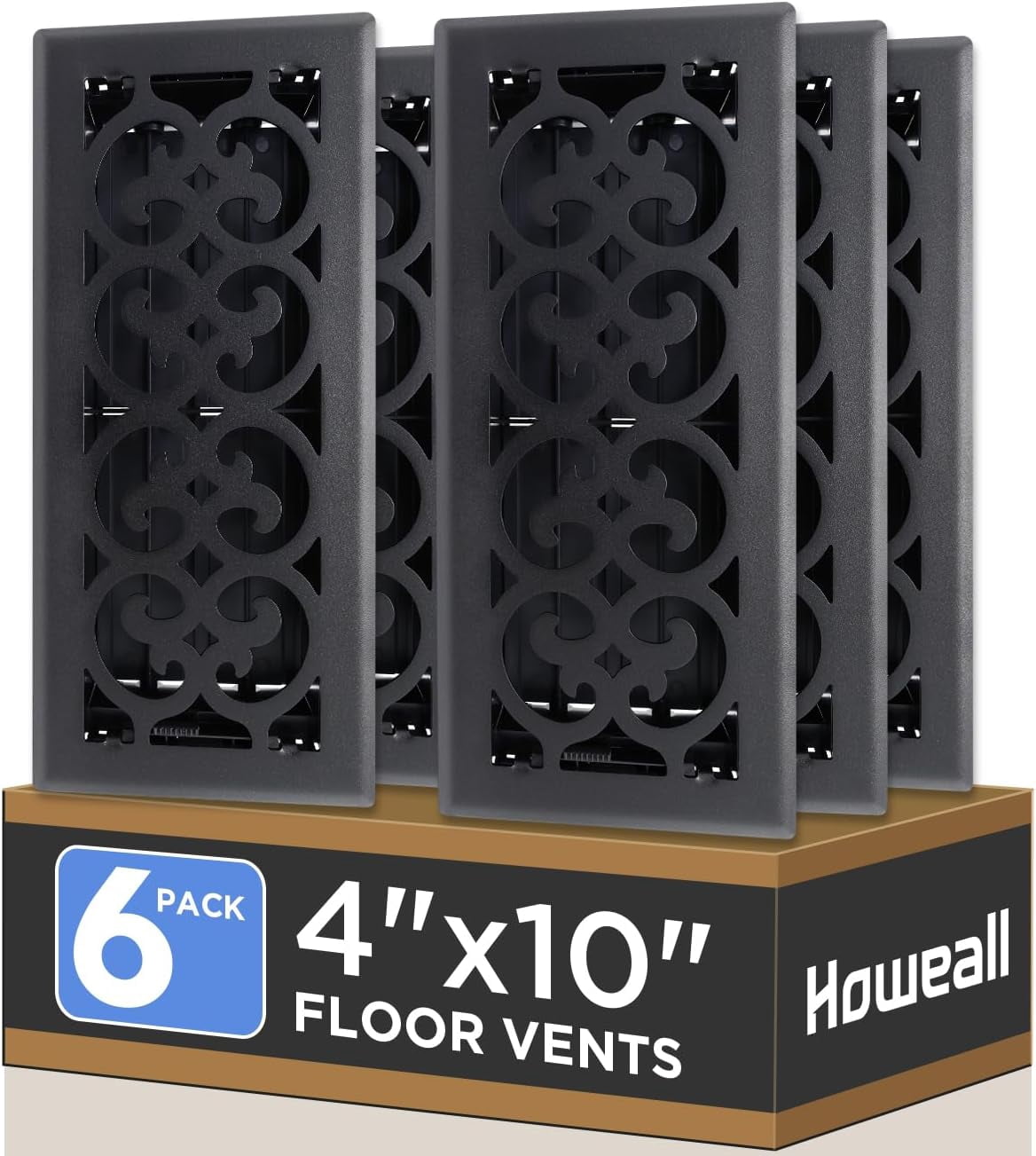 4x10 Inches 6 Pack Heavy Duty Walkable Floor Register - Easy Adjust Air ...