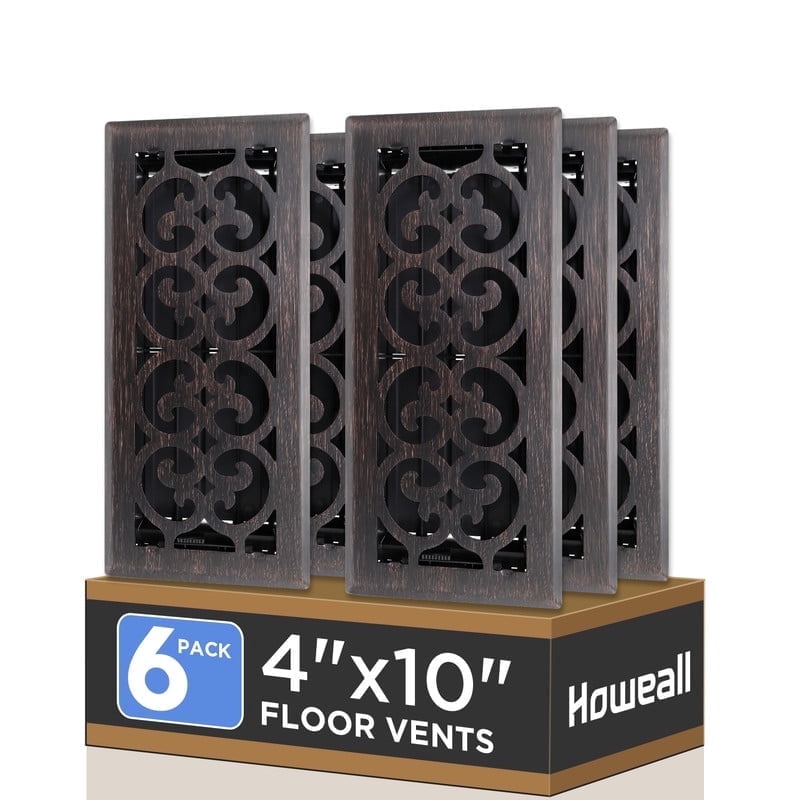 4x10 Inches 6 Pack Heavy Duty Walkable Floor Register - Easy Adjust Air ...