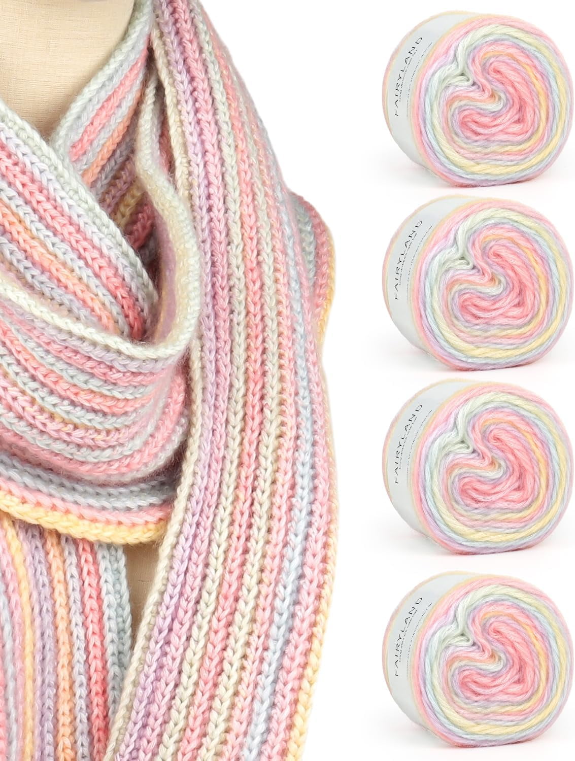 4x100g Gradient Cake Yarn for Crocheting Knitting-Ombré Yarn-Multicolor ...