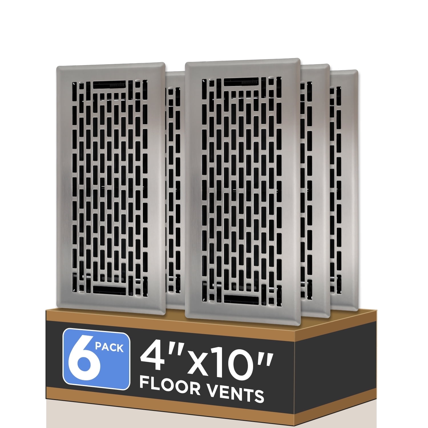 4x10 Inch 6 Pack Heavy Duty Steel Walkable Floor Register - Easy Adjust ...