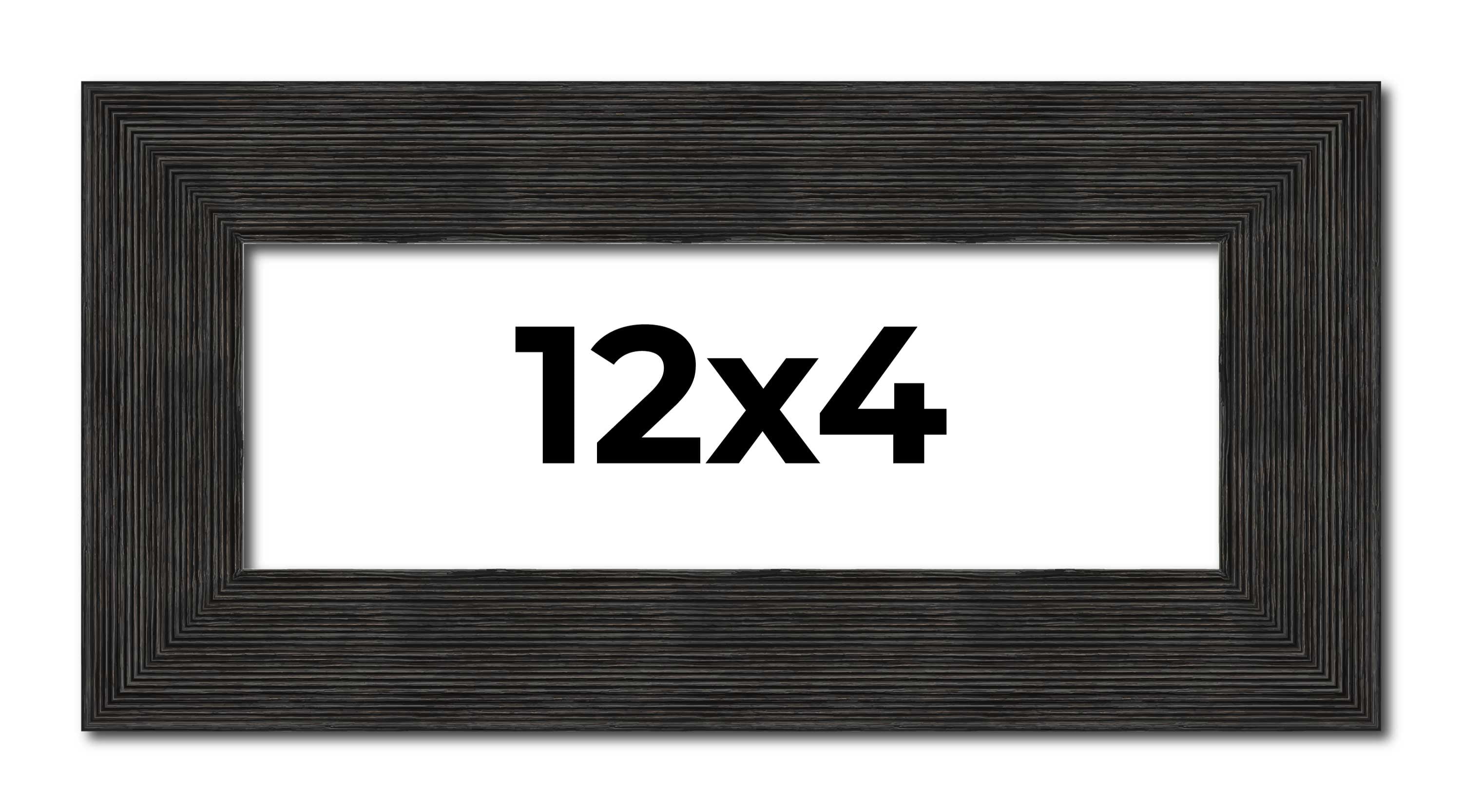 4x12 Contemporary Black Picture Frame - UV Acrylic, Foam Board Backing ...