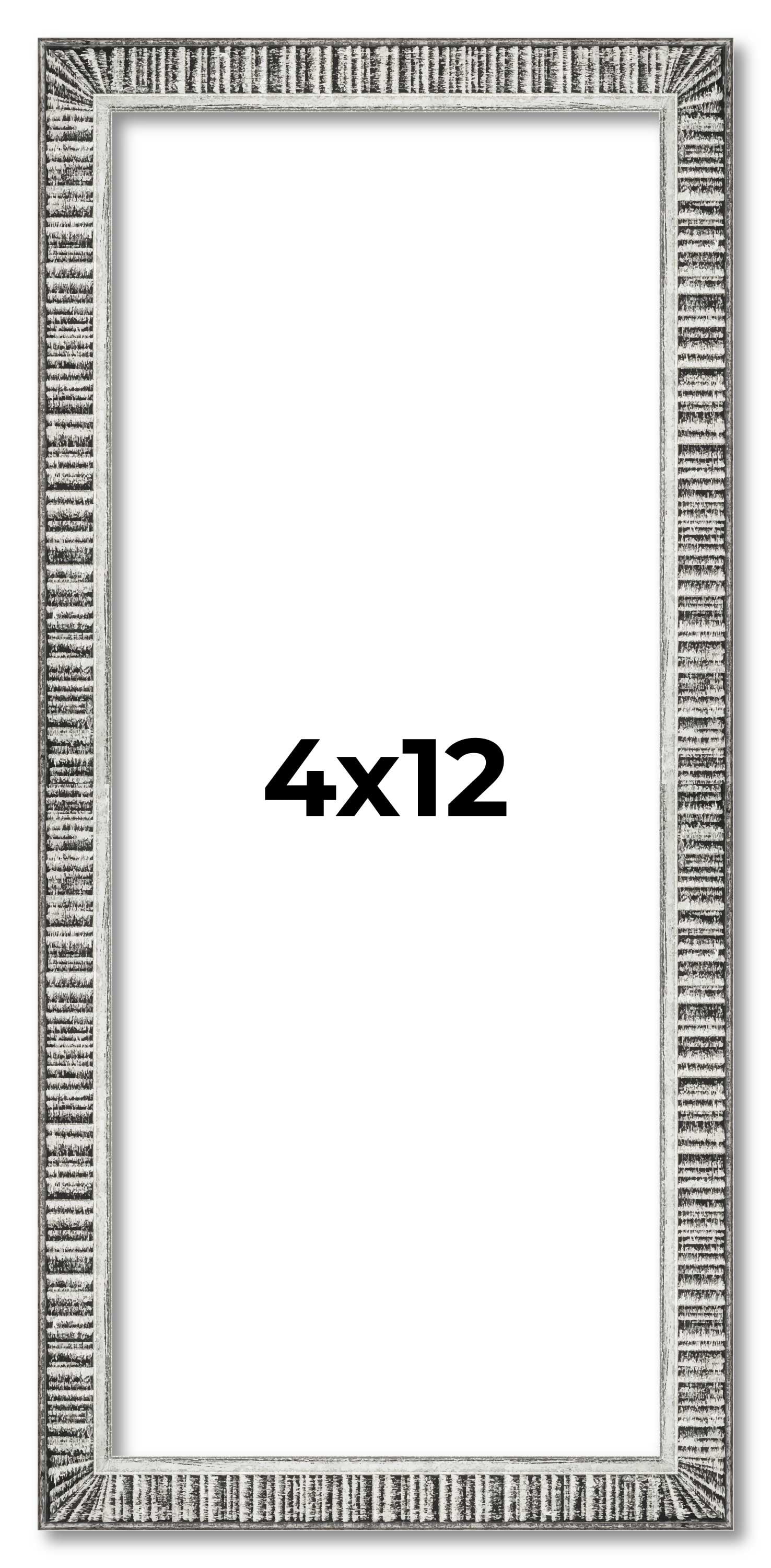 4x12 Frame Silver Grey Distressed Solid Wood Picture Frame | 0.75 Inch ...