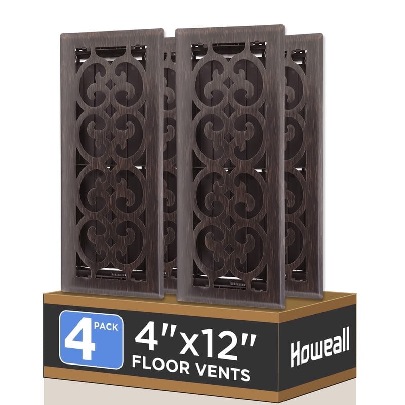 4x12 Inches 4 Pack Heavy Duty Walkable Floor Register - Easy Adjust Air ...