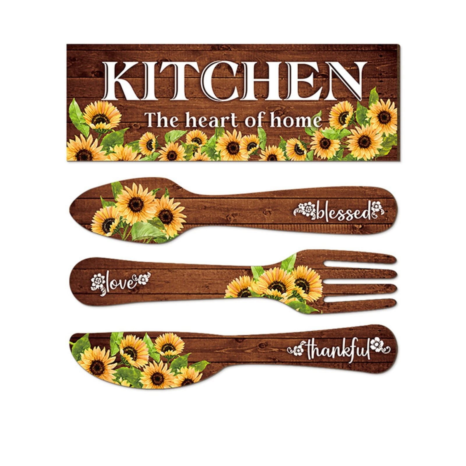 4x12 inch 4PC Wooden Wall Decor Rustic Sign Wood Material Wall Decal ...