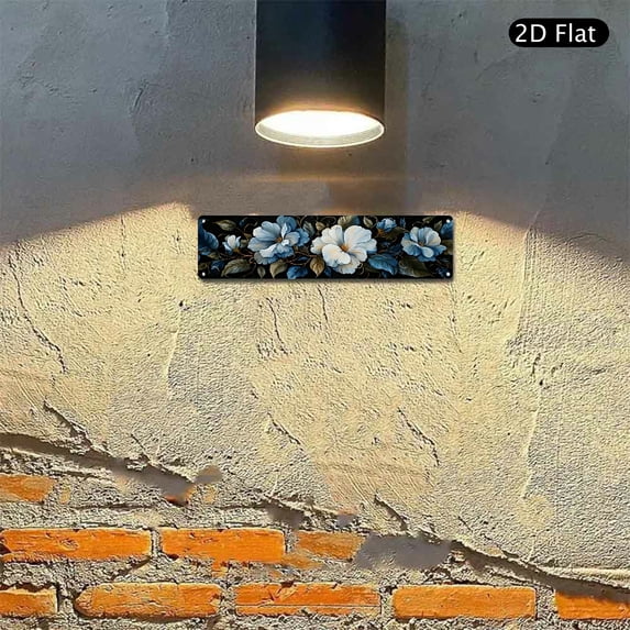 4x16 Inch Aluminum Wall Art, Panoramic Floral Botanical Metal Sign with ...