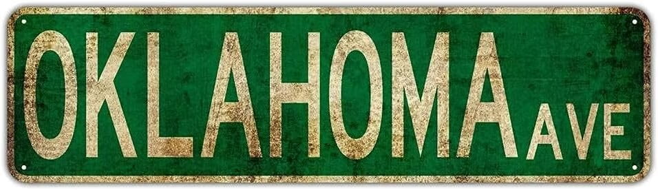 4x16 inches Metal Signs Retro Tin Signs Instagram Style Oklahoma Ave ...