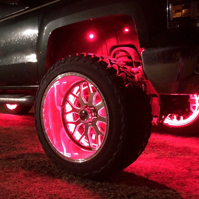 4x17.5'' Double Row LED Wheel Ring Lights Bluetooth Color RGB Rim ...