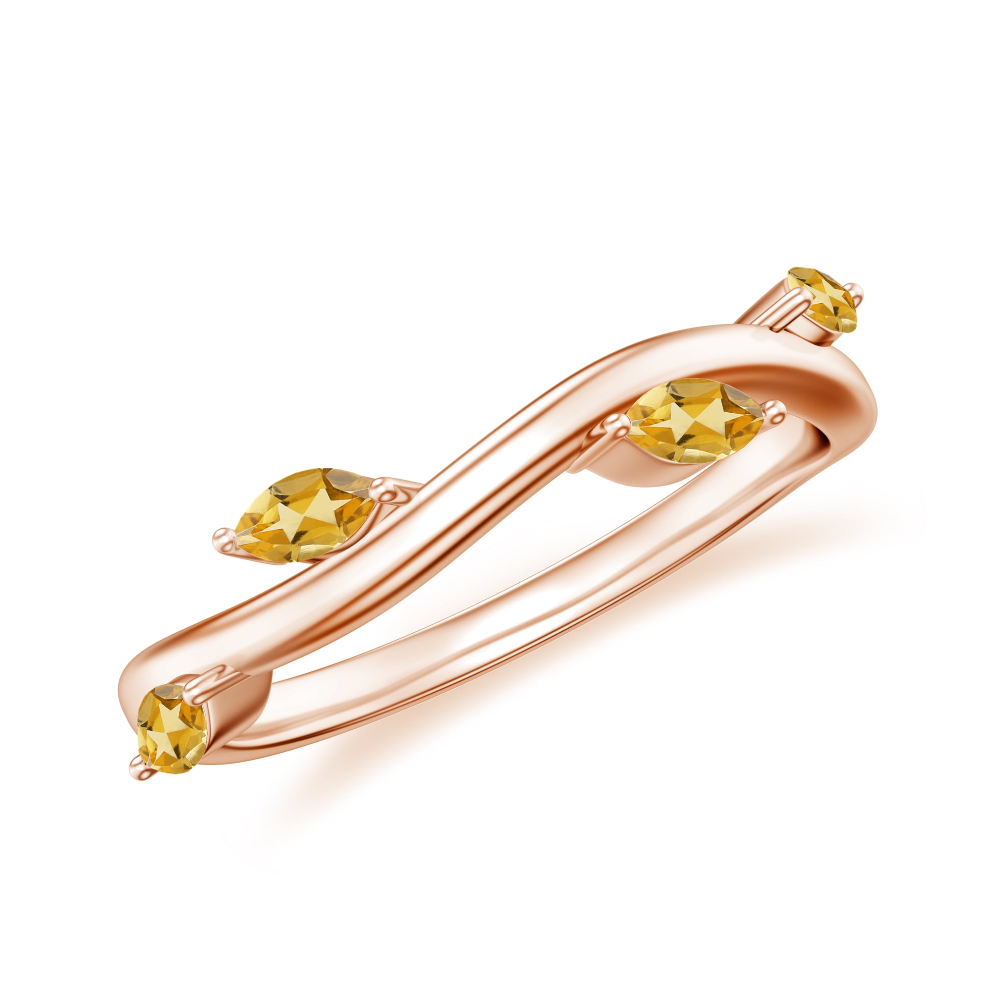 4x2mm Marquise Shaped Citrine Leaf Eternity Band in 925 Sterling Silver ...