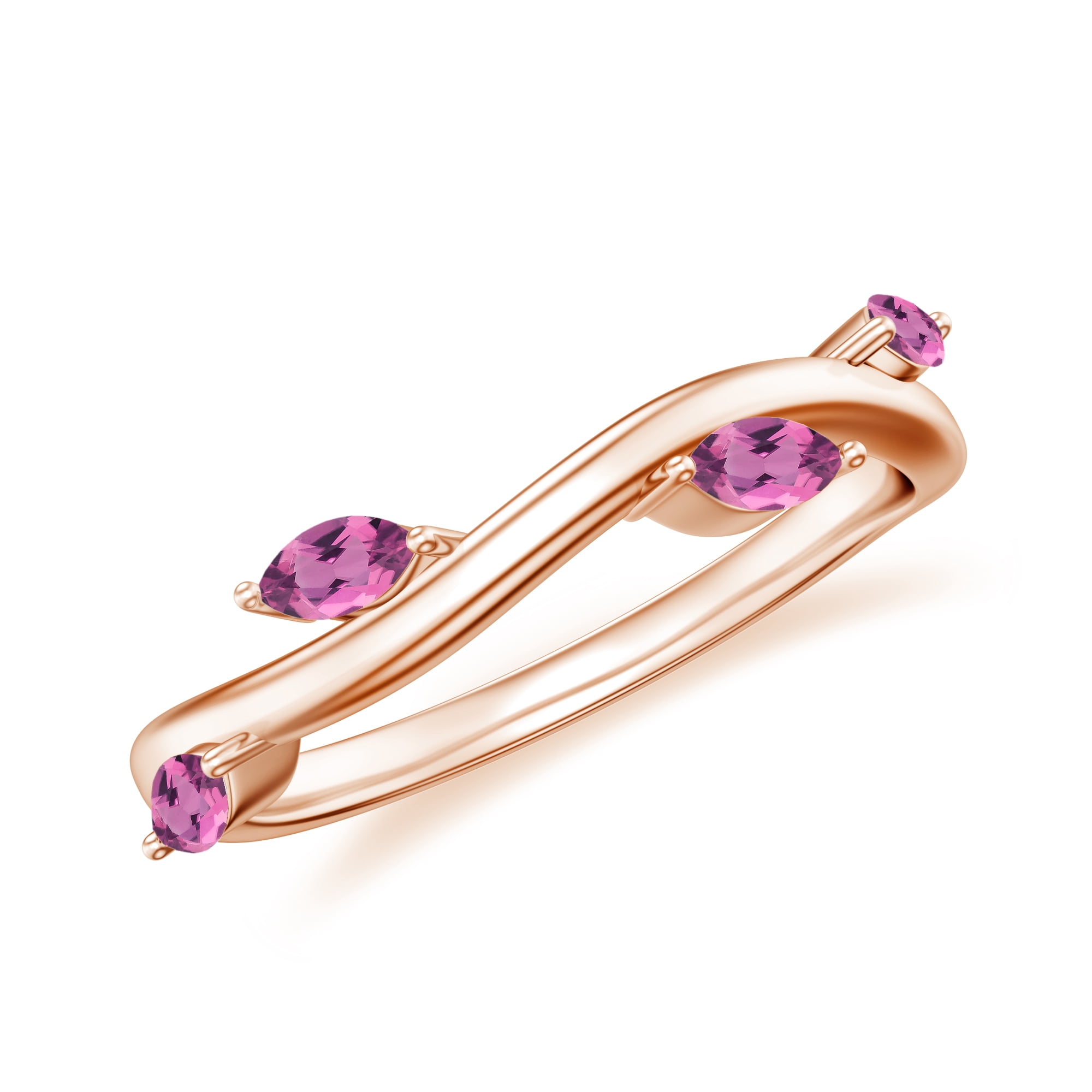 4x2mm Marquise Shaped Pink Tourmaline Leaf Eternity Band in 925 ...