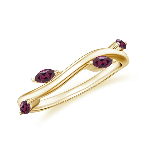 4x2mm Marquise Shaped Rhodolite Leaf Eternity Band in 925 Sterling ...