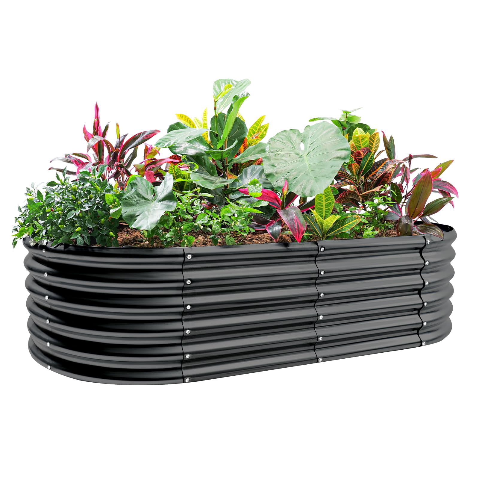 4x2x1.5ft Galvanized Raised Garden Bed Kit Large Oval Metal Planter Box ...