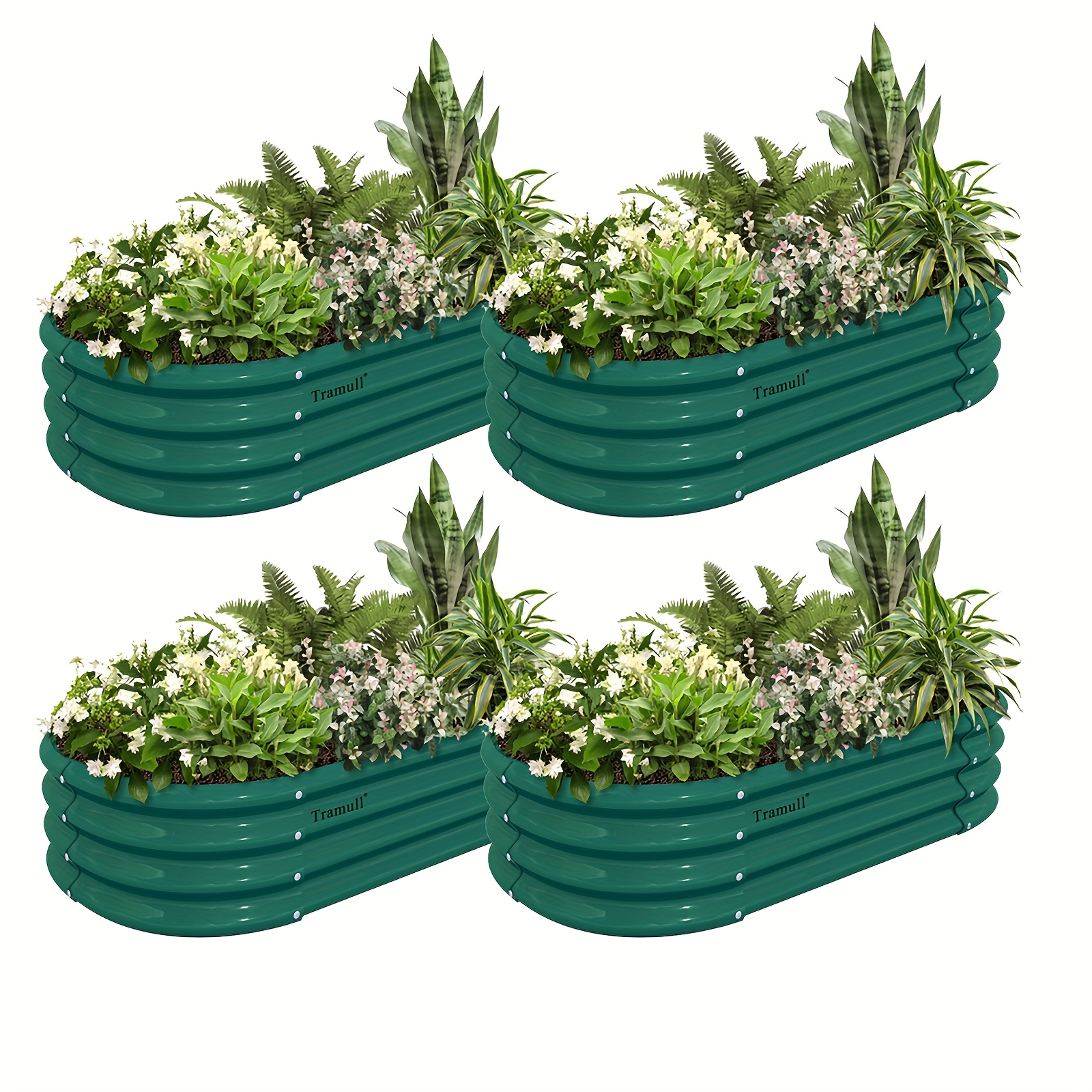 4x2x1FT Galvanized Raised Garden Bed Kit Oval Metal Ground Planter Box ...