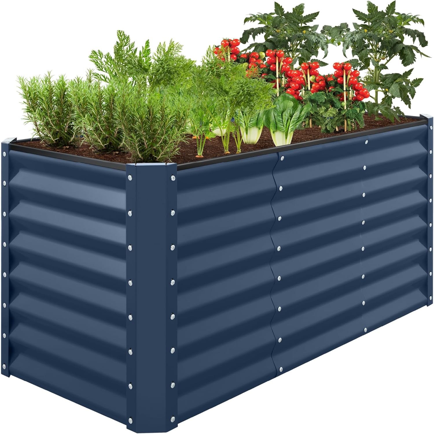 4x2x2ft Outdoor Metal Raised Garden Bed, Deep Root Planter Box for Vegetables, Flowers, Herbs w ...