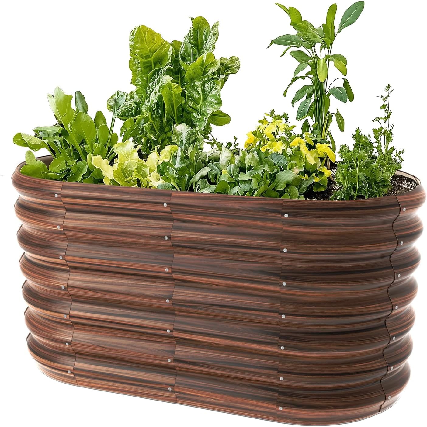 4x2x2ft Oval Galvanized Raised Garden Bed Kits Outdoor Large Metal ...