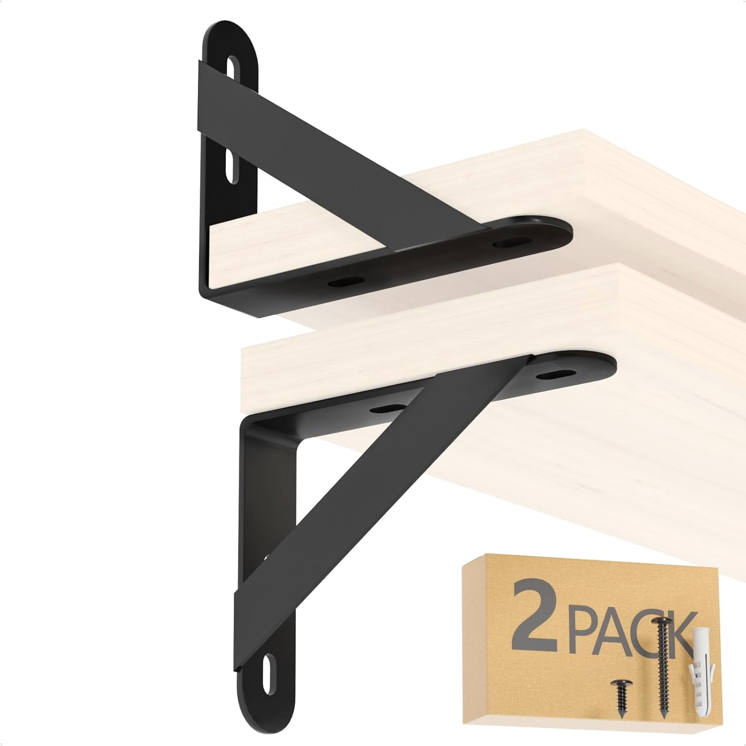 4x3 Shelf Brackets 2-Pack, Decorative Small Black Shelf Brackets 4 inch ...