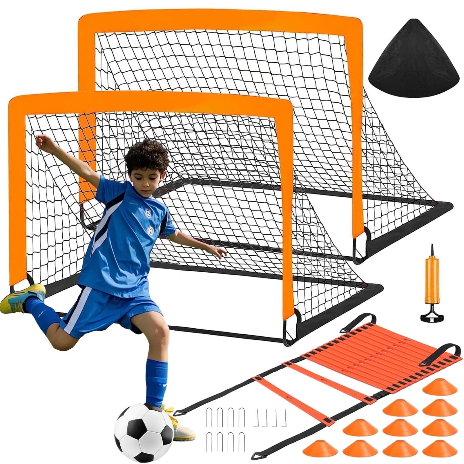 stusgo Kids Soccer Goals for Backyard Set, 2 Pack Pop Up Soccer Goal ...