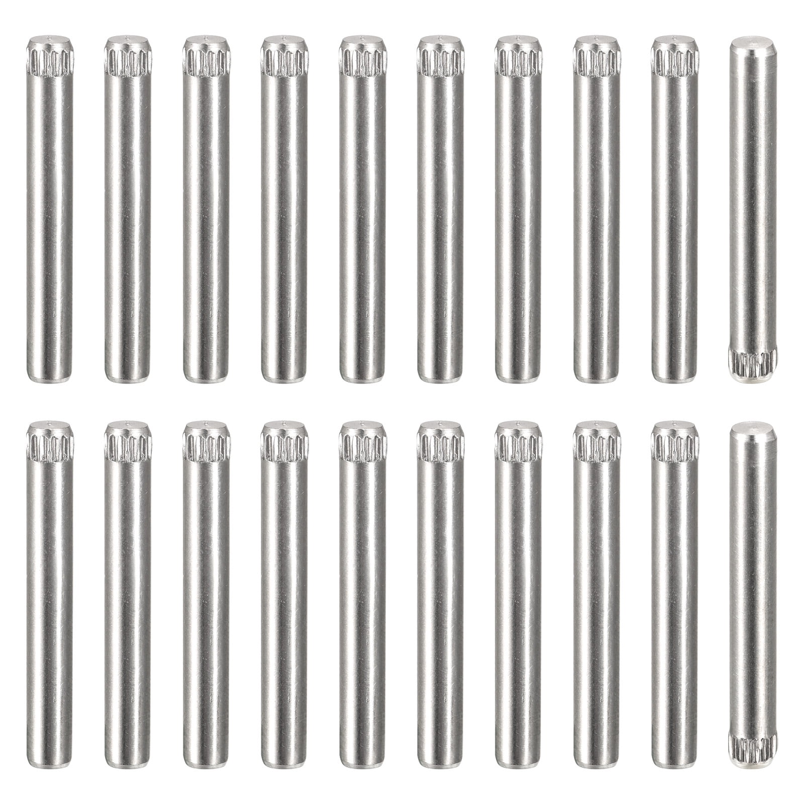 4x30mm 304 Stainless Steel Dowel Pins, 20 Pack Knurled Head Flat End ...