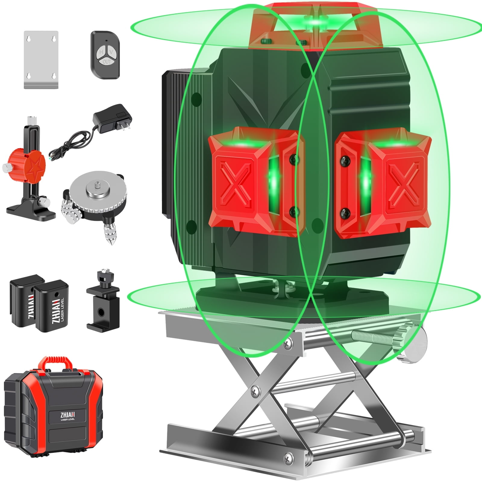 4x360 °Professional 4D Red Cross Line Laser Level Machine, 16 Line ...