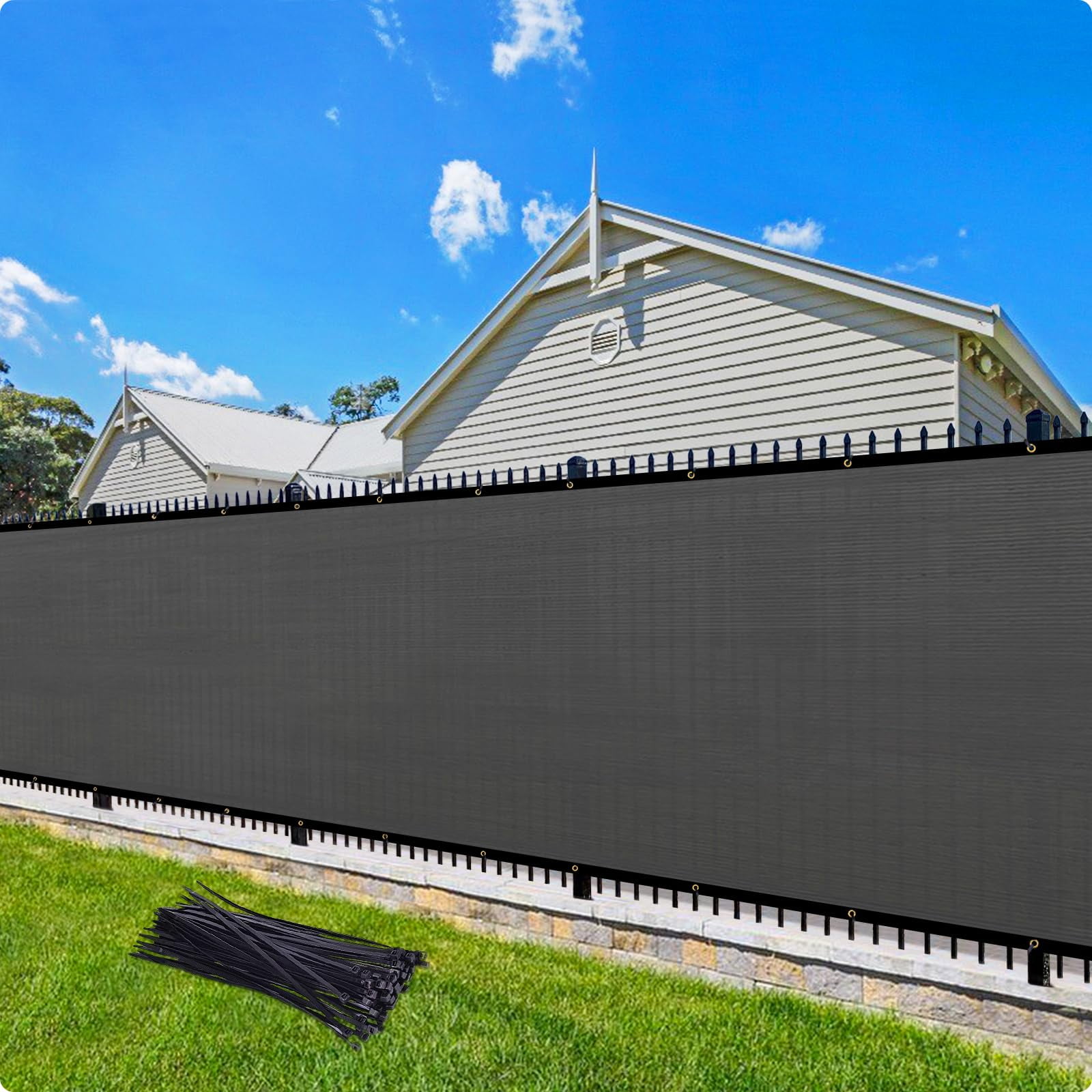 4x37 FT Commercial Privacy Fence Screen, Dark Grey Heavy Duty Shade ...