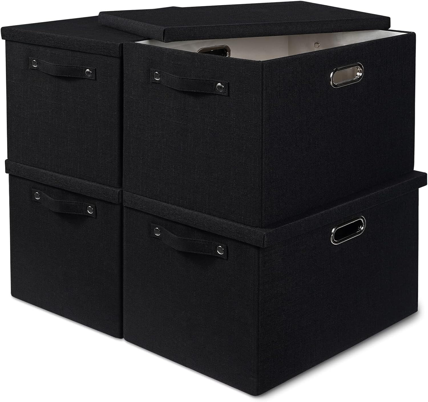 4x39L Large Storage Bins with Lids- 17" Thick Decorative Storage Boxes ...