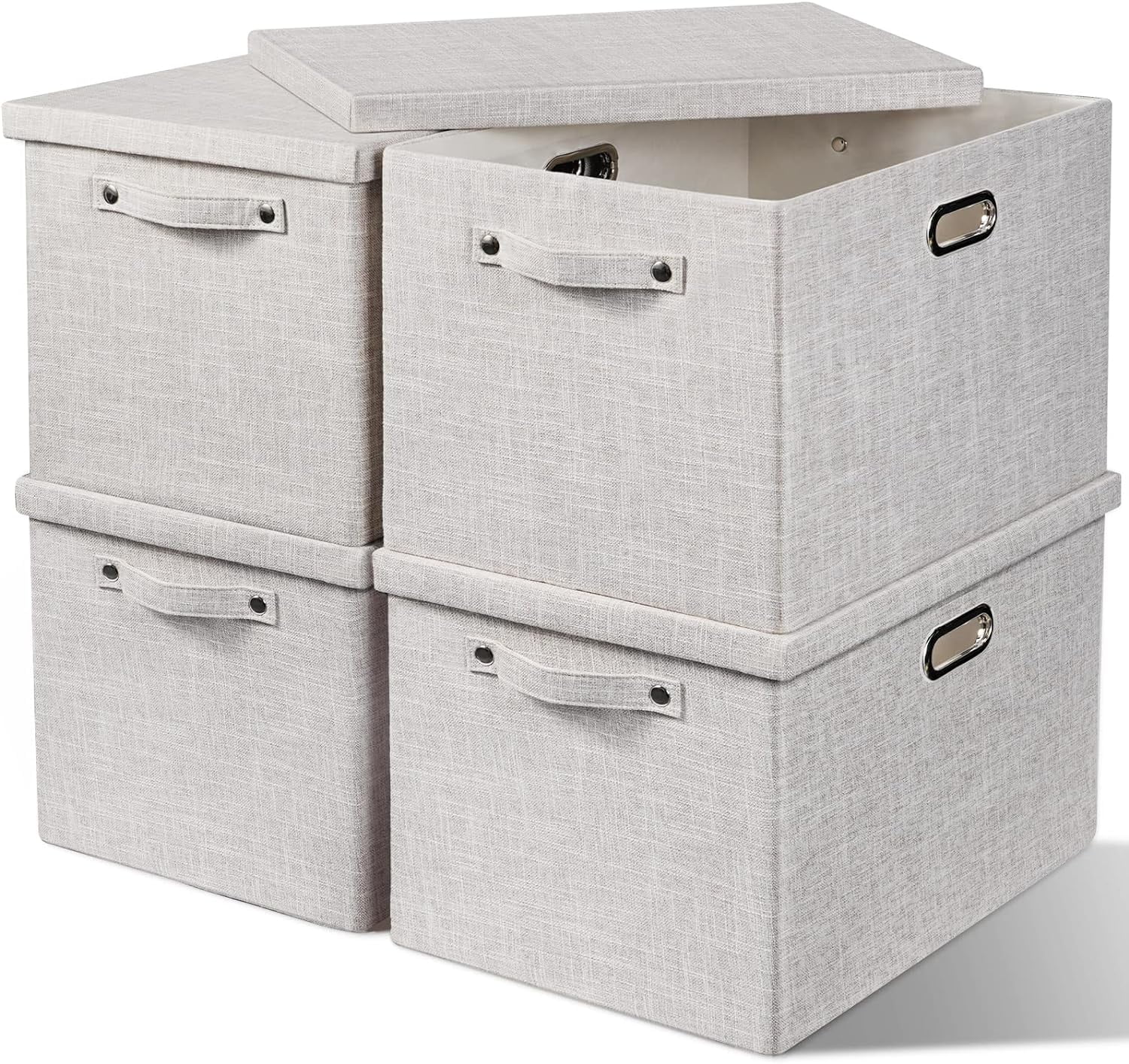 4x39L Large Storage Bins with Lids- 17" Thick Decorative Storage Boxes ...