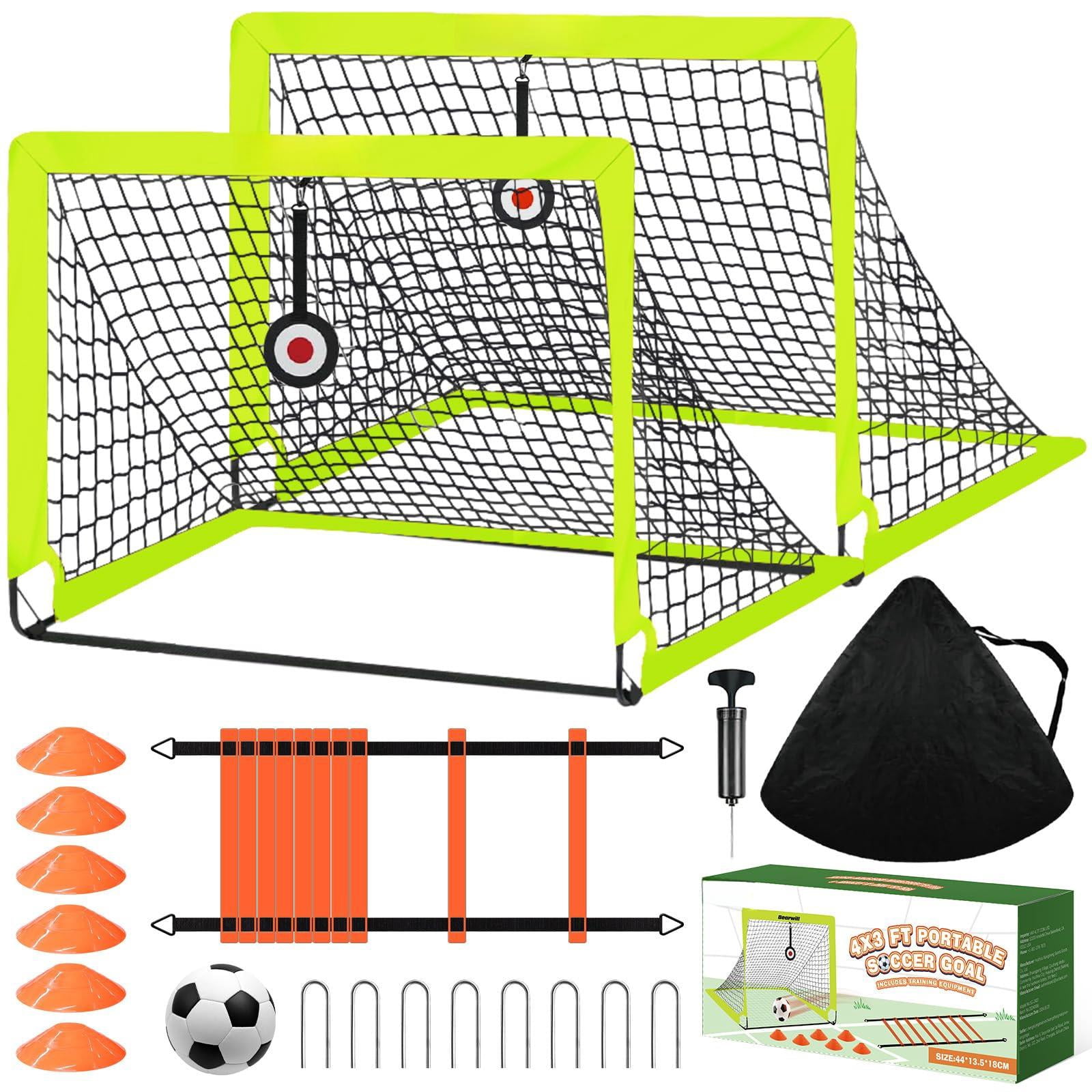 4x3ft Portable Pop Up Soccer Goal Set, Fluorescent Green, 2 Count ...