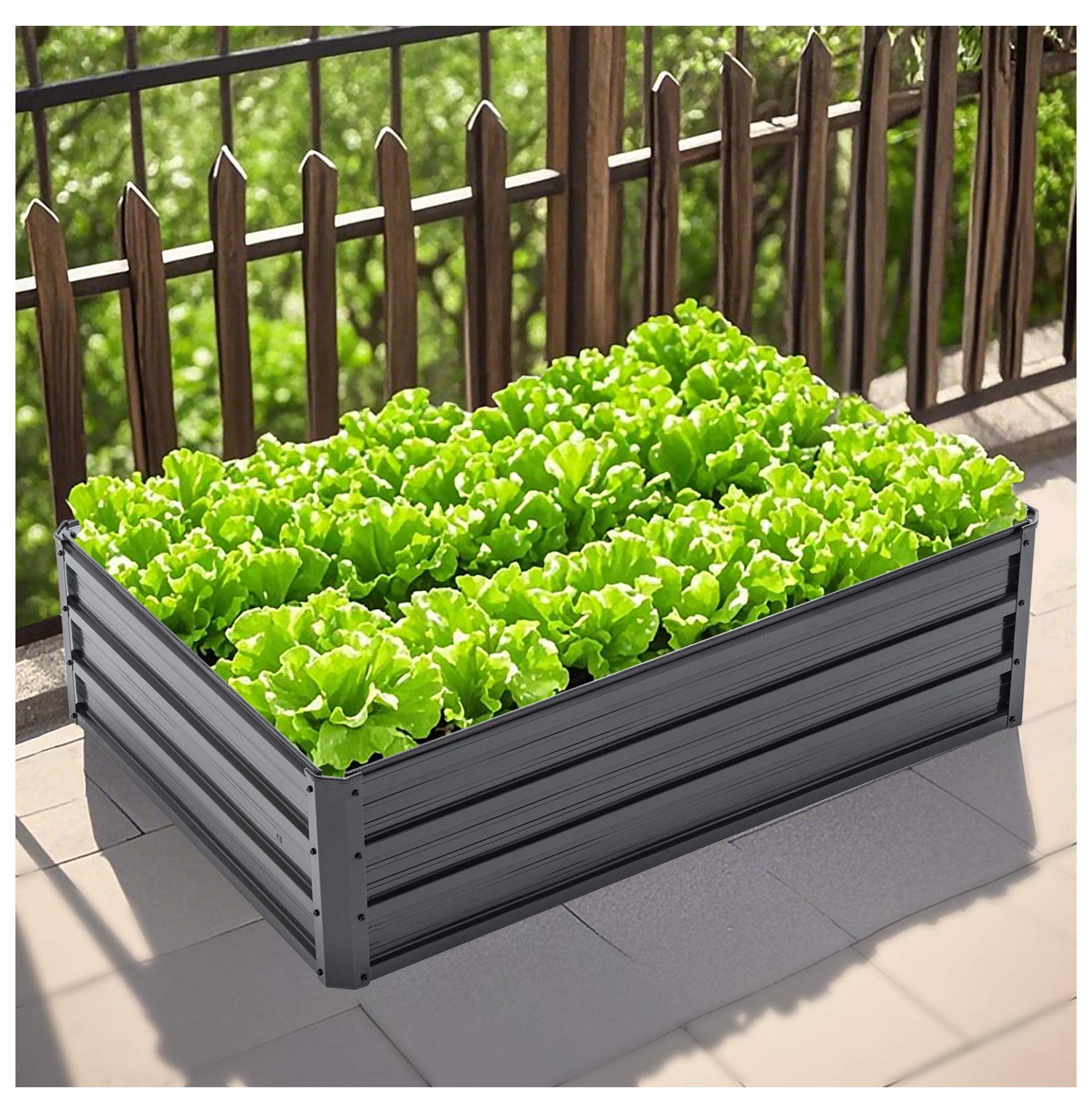 4x3x1ft Metal Raised Garden Bed,Deep Root Outdoor Galvanized Planter ...