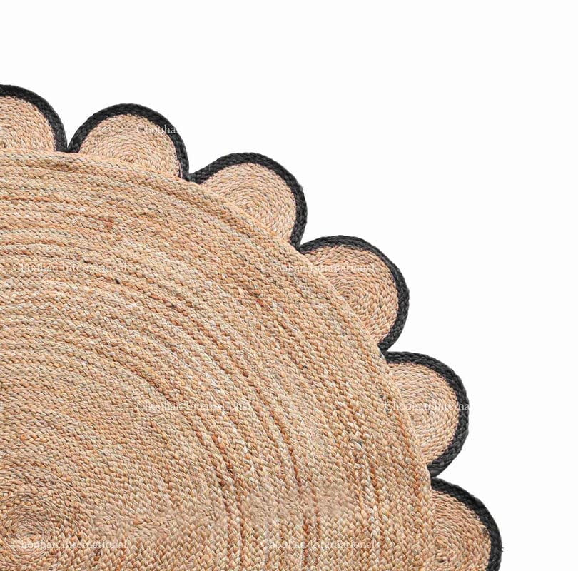 4x4, 5x5, 6x6,feet Natural Jute Scallop Round Rug, Floor Scalloped Edge ...