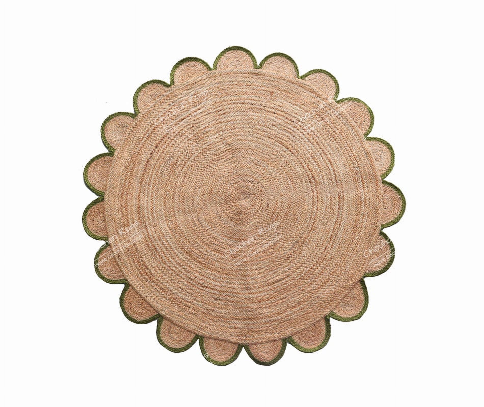 4x4, 5x5, 6x6,feet Natural Jute Scallop Round Rug, Floor Scalloped Edge ...