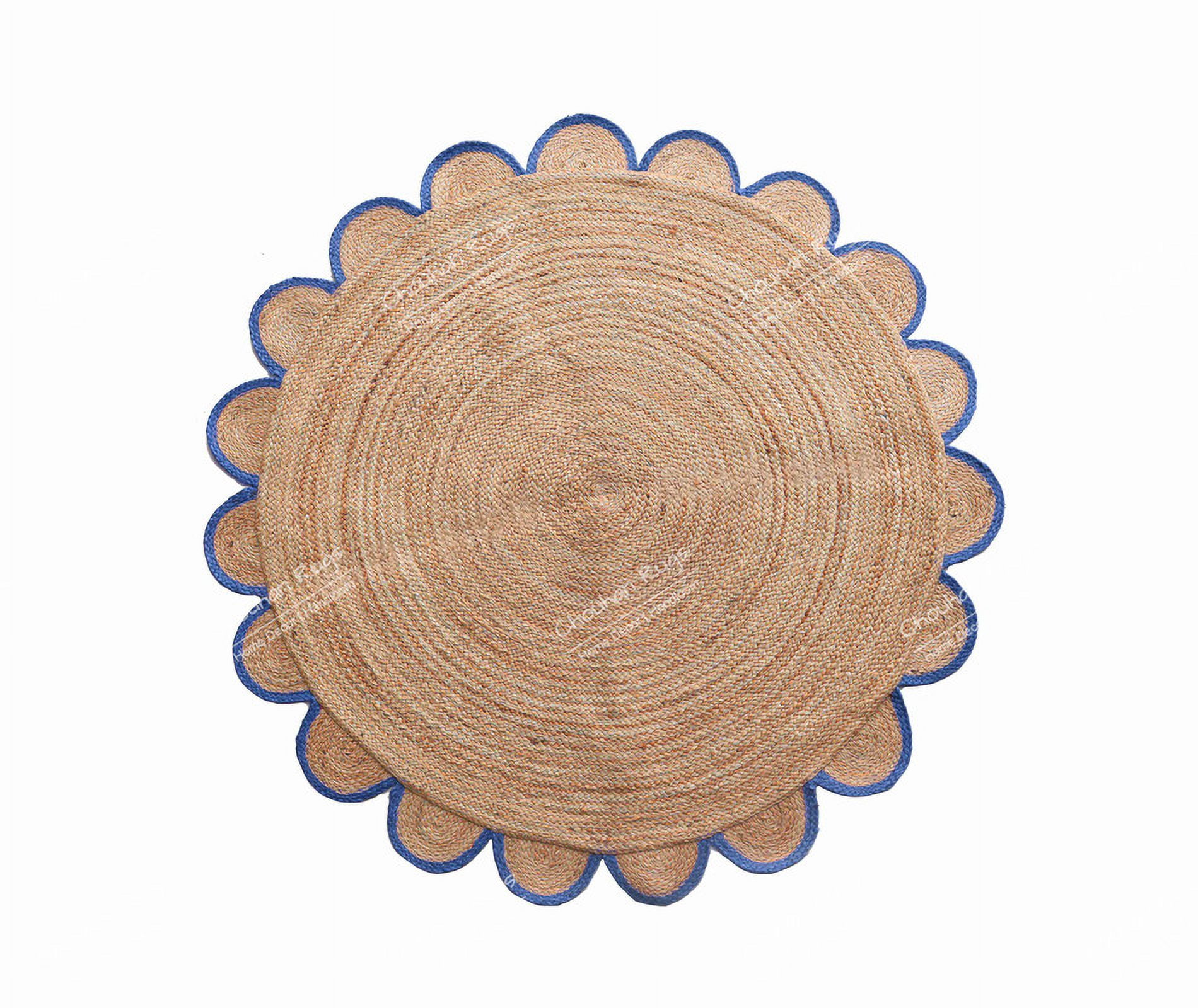 4x4, 5x5, 6x6,feet Natural Jute Scallop Round Rug, Floor Scalloped Edge ...