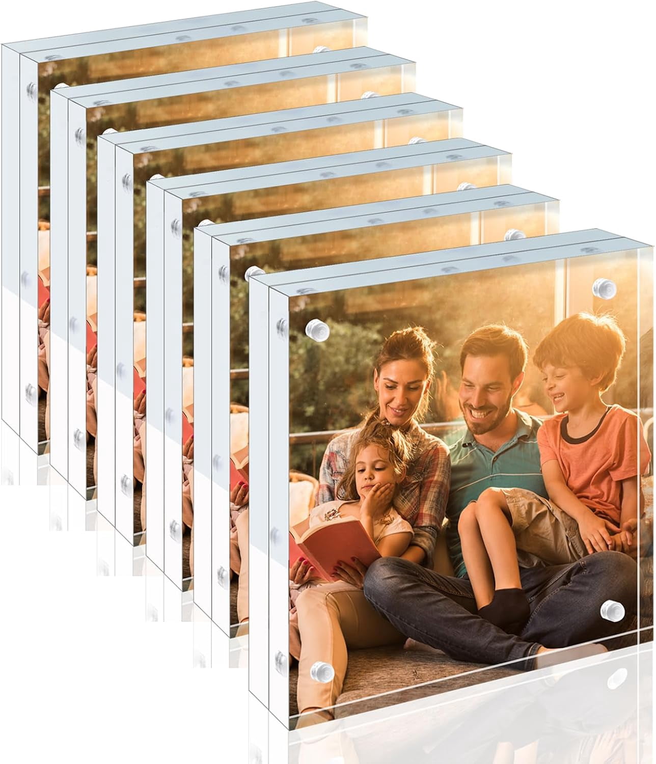 4x4 Acrylic Frames 6 Pack, 20mm Thicker Frameless Clear Picture Frames ...