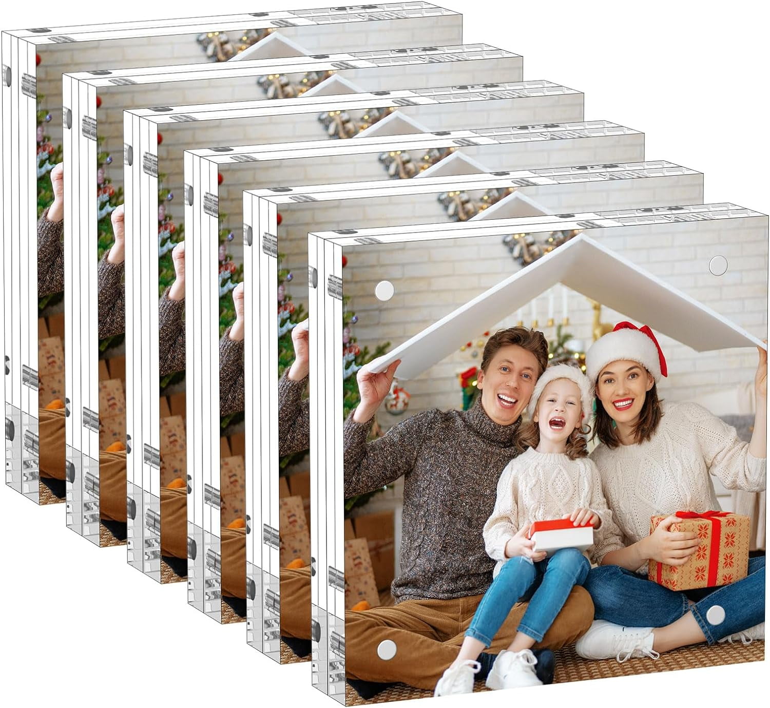 4x4 Acrylic Picture Frames 6 Pack, 20% Thicker Block, Clear Picture ...