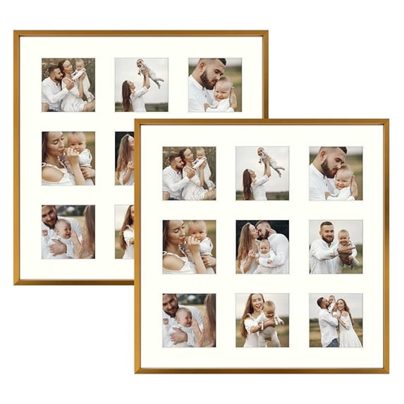 , 4x4 Aluminum Collage Frame, Displays 4 x 4 Pictures With 9 Openings ...