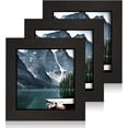 4x4 Black Picture Frames set of 3, Made of Wooden and Real Glass Small ...