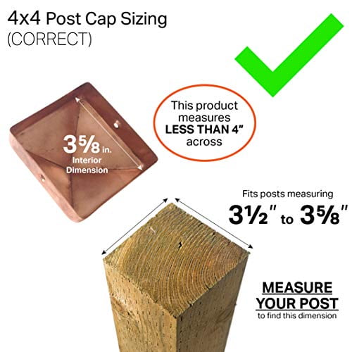 4x4 Copper Flat Top Post Caps (3-Pack) - Extended Lip - Solid Copper ...