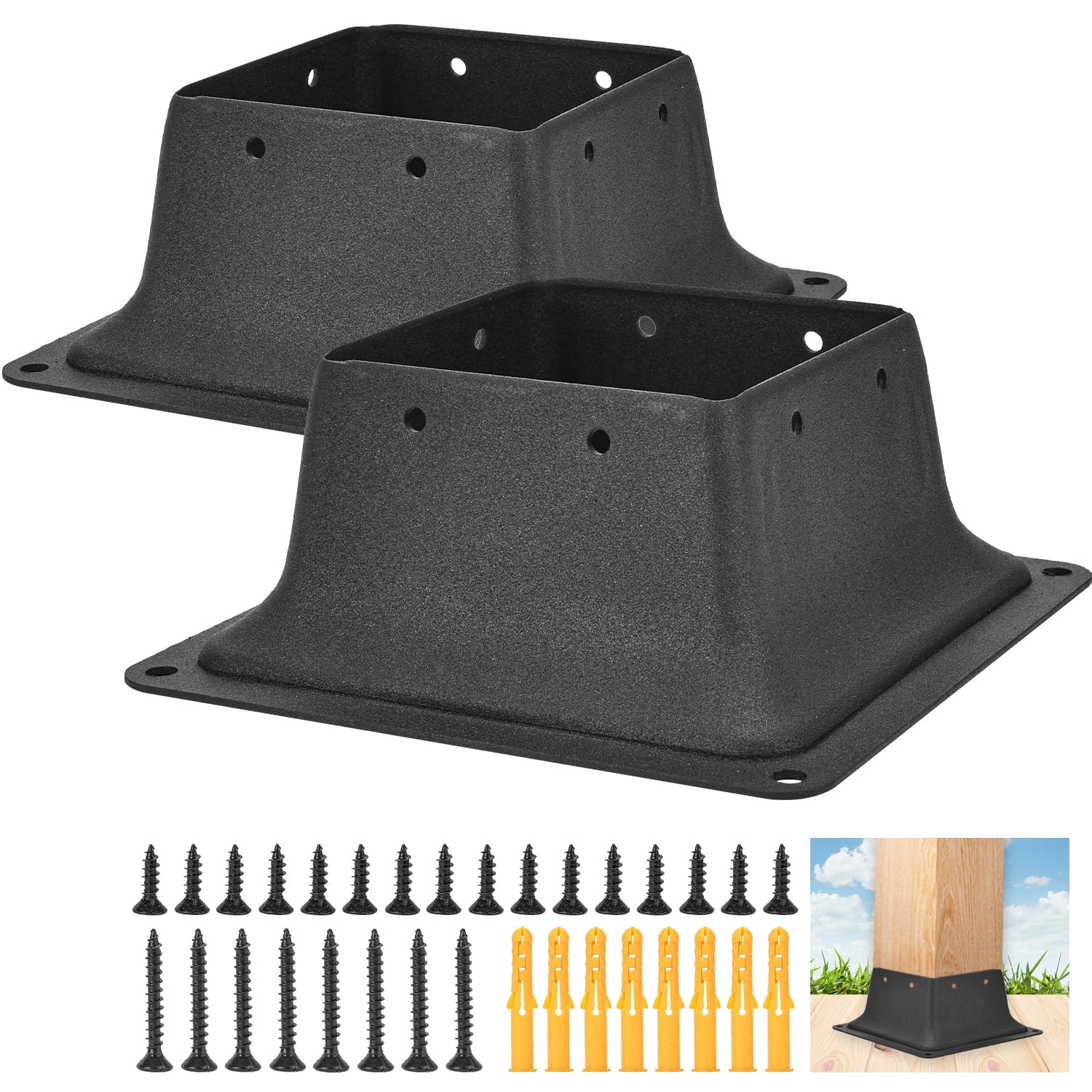 4x4 Fence Post Base Square Bracket,2PCS Internal Size 3.5x3.5 Inch ...
