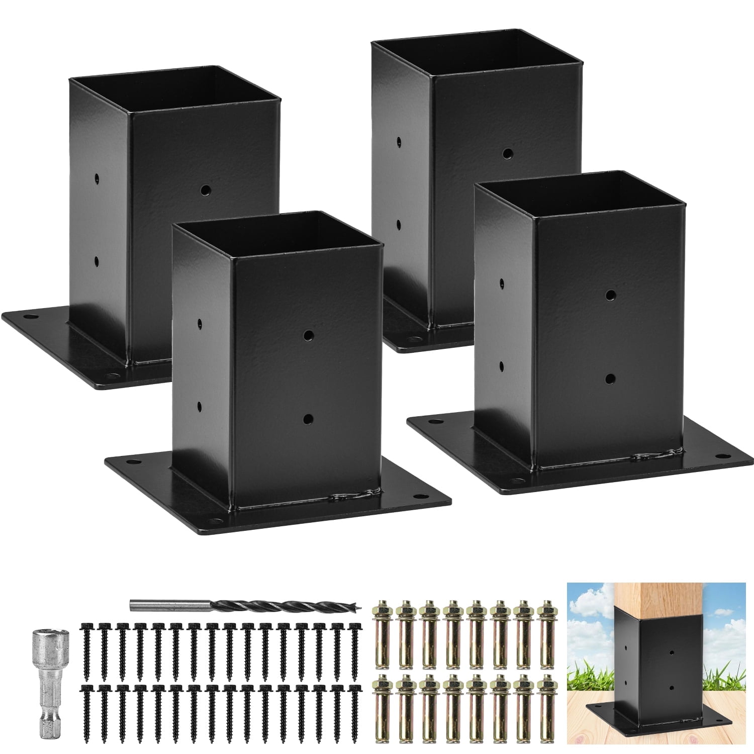 4x4 Fence Post Base Square Bracket,4PCS Internal Size 4x4 Inch Heavy ...