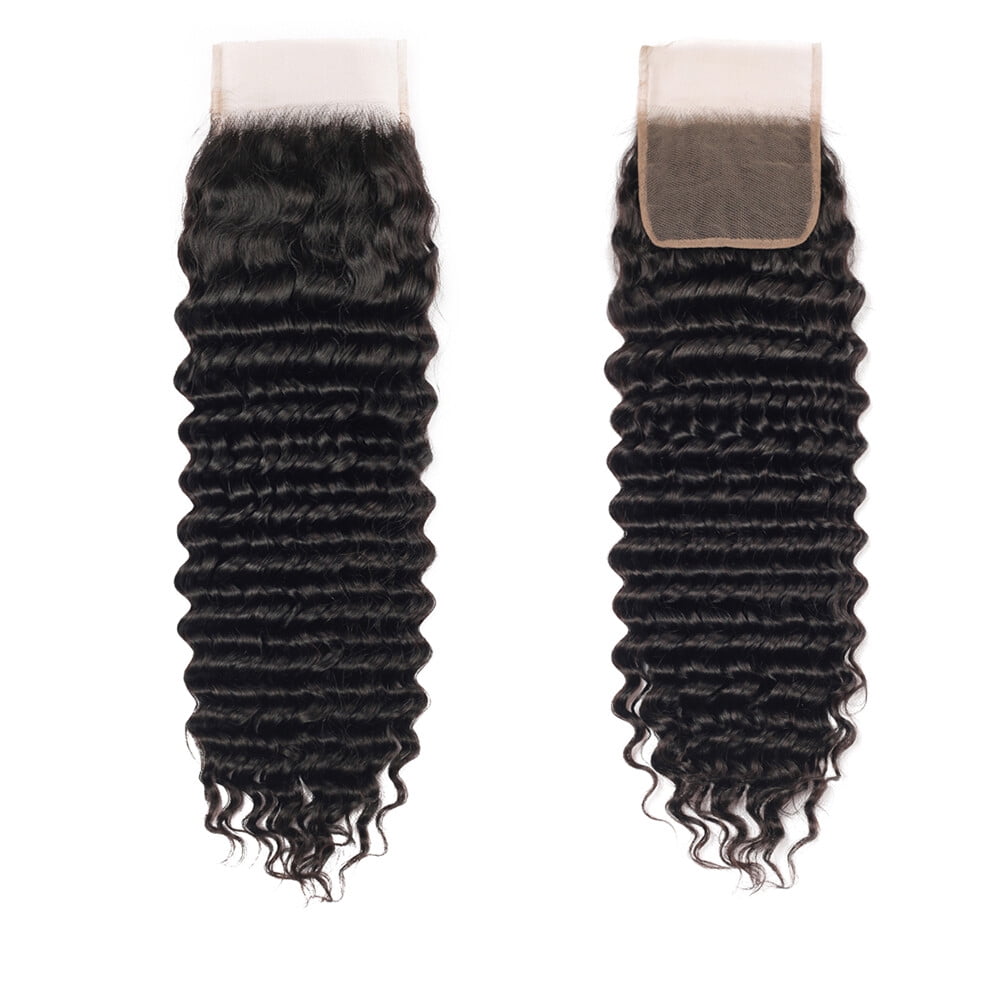 4x4 HD Lace Closure Human Hair 14 Inch Deep Wave Closure Pre Plucked ...