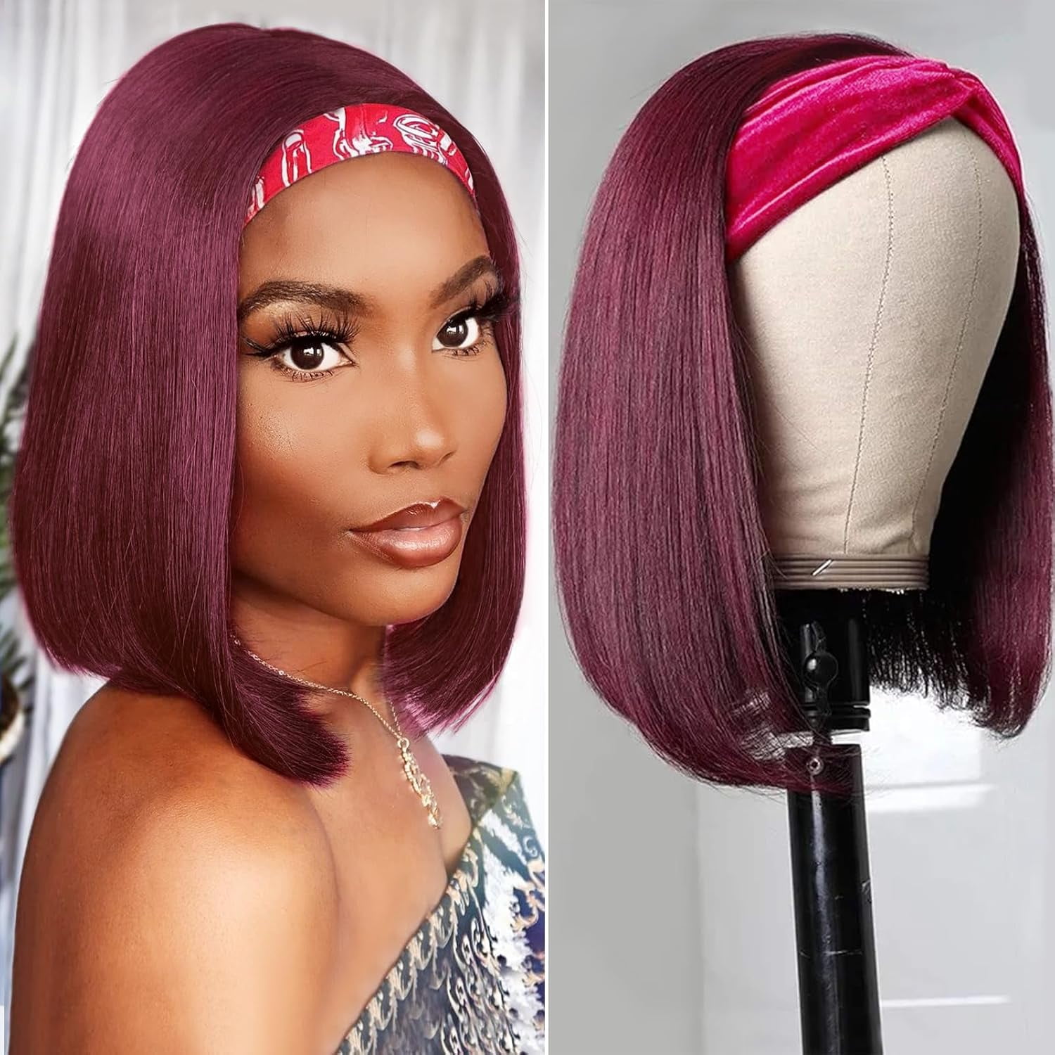 4x4 HD Lace Front Worn Non Adhesive Wig 180% Density Short Straight Bob ...