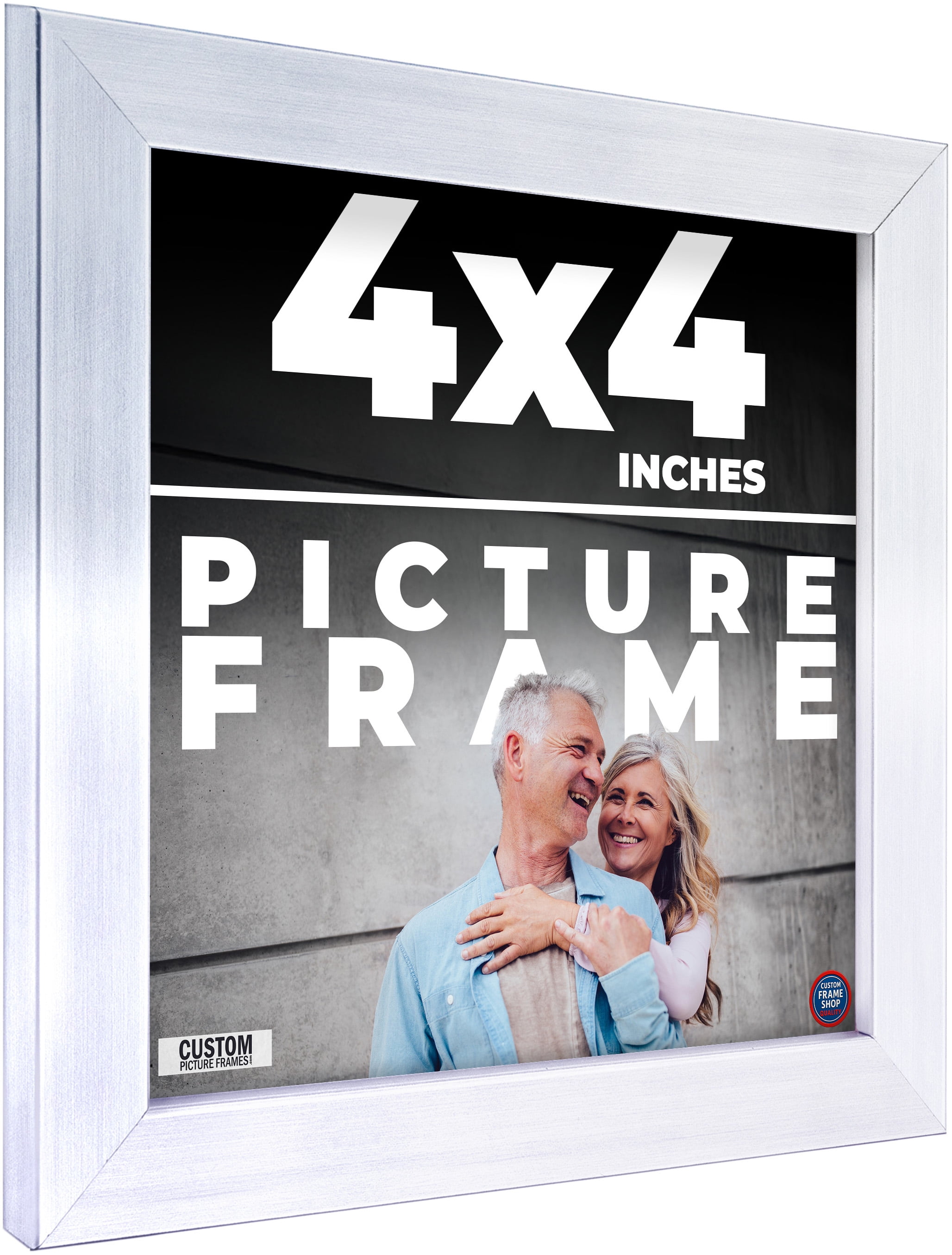 4x4 - 4 x 4 Stainless Steel Silver Solid Wood Frame with UV Framer's ...