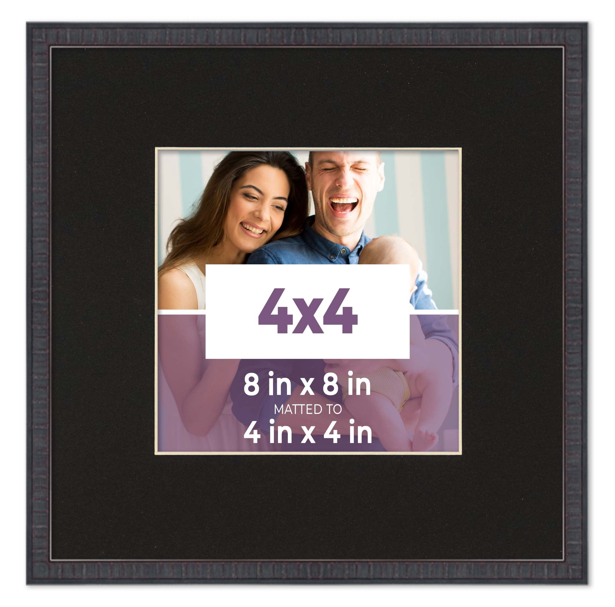 4x4 In Frame Mahogany With Black Picture Mat For 4x4 In Photo ...