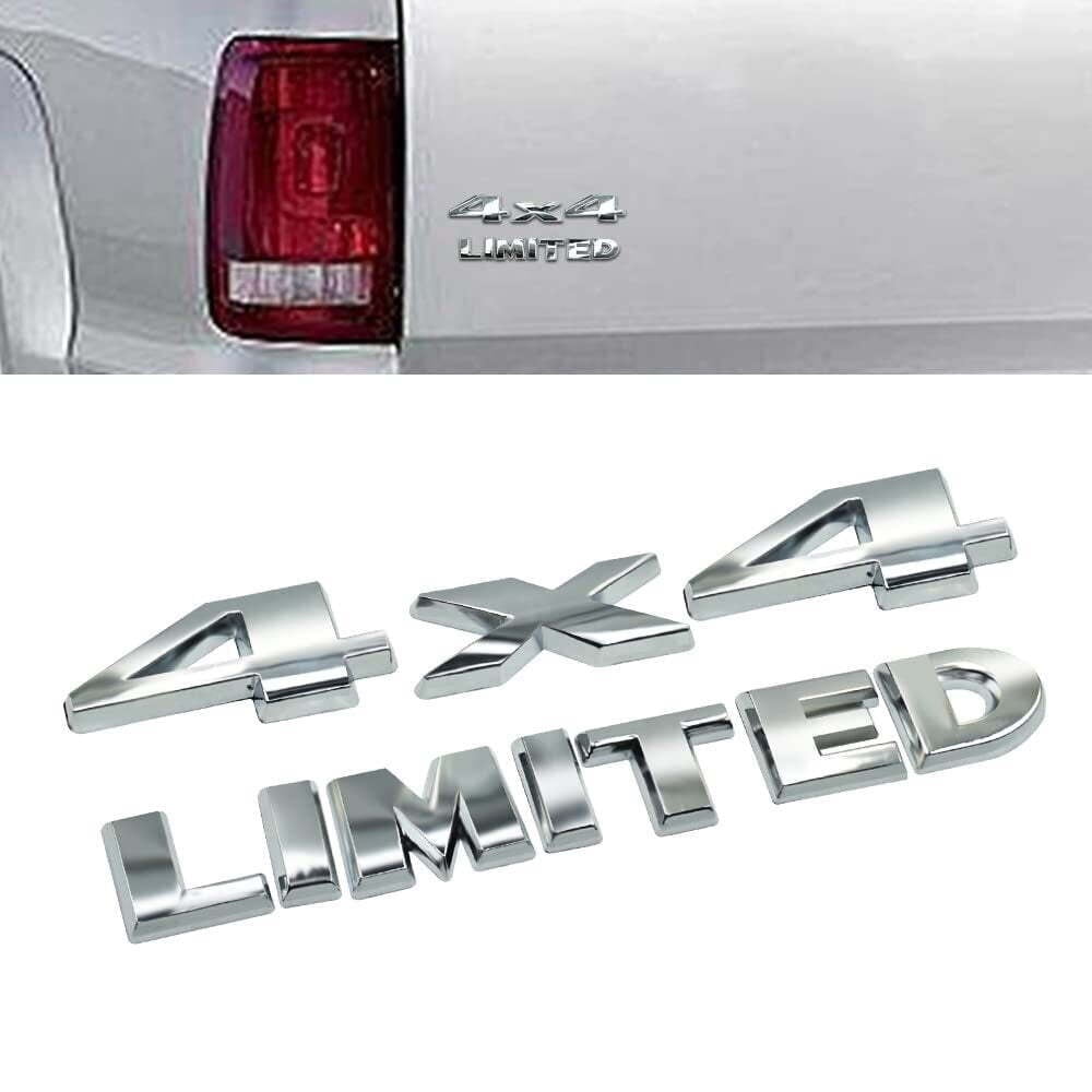 4x4 + Limited Letter Emblem, 2 in 1 3D Decal Emblem Logo Chrome ABS ...