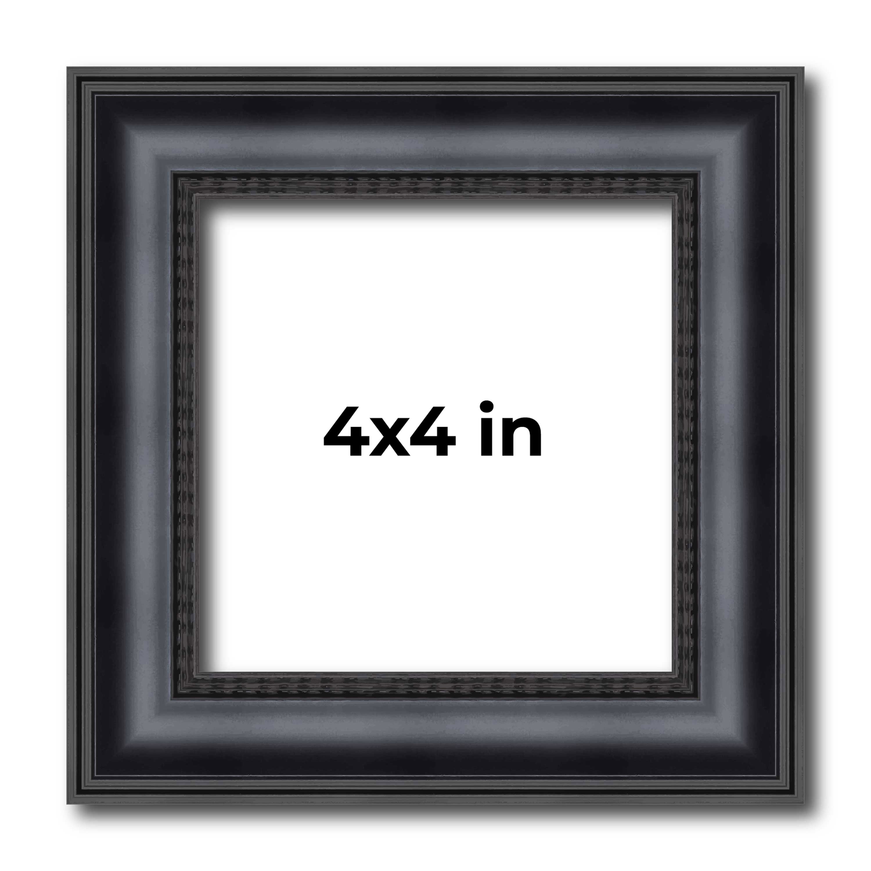 4x4 Linear Black Picture Frame - UV Acrylic, Foam Board Backing ...
