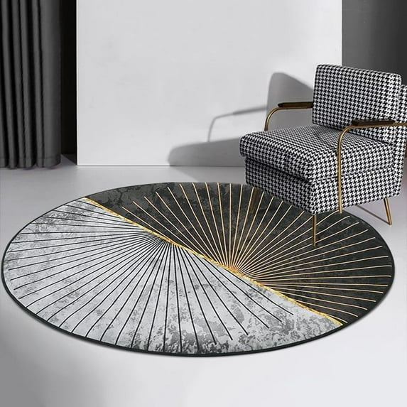 4x4 Modern Abstract Gray Round Area Rug - Soft Decorative Carpet for ...