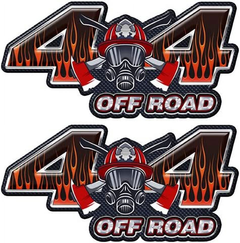 4x4 Off Road Decal ~ Firefighter Red & Black Chrome 4WD Truck Stickers ...