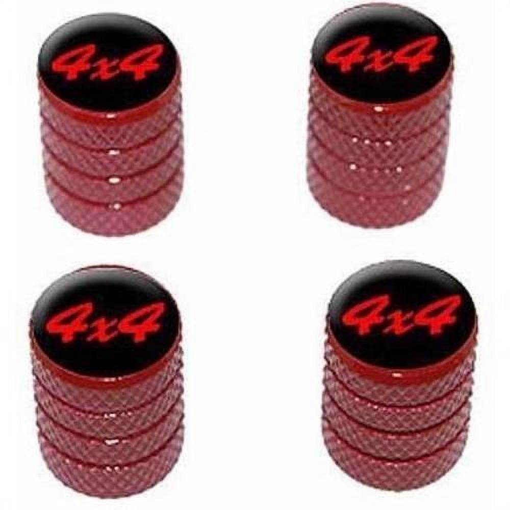 4x4 Off Road Red on Black Tire Rim Wheel Aluminum Valve Stem Caps ...